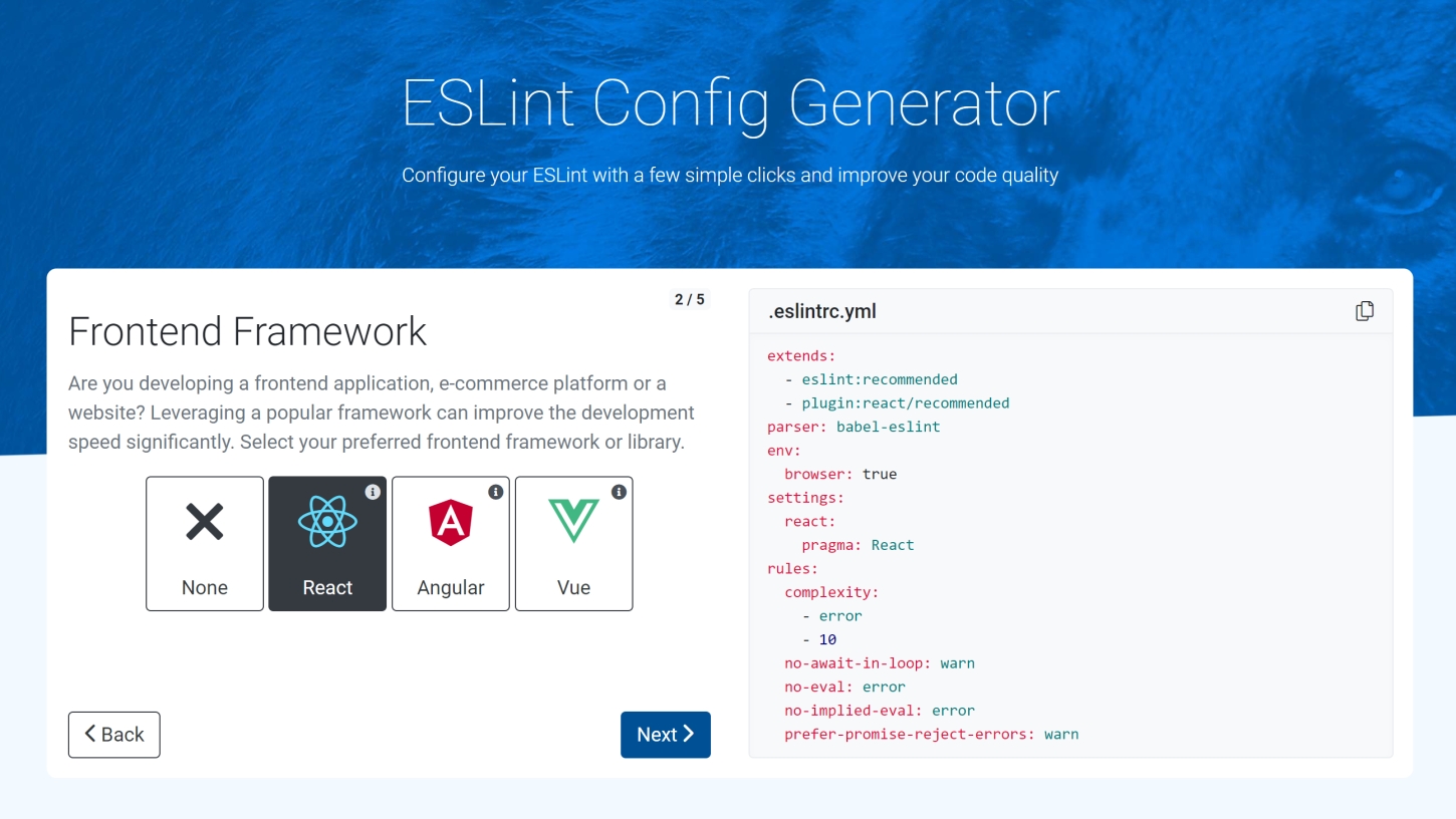 ESLint Config Generator | Codeac ESLint Config Generator | Codeac